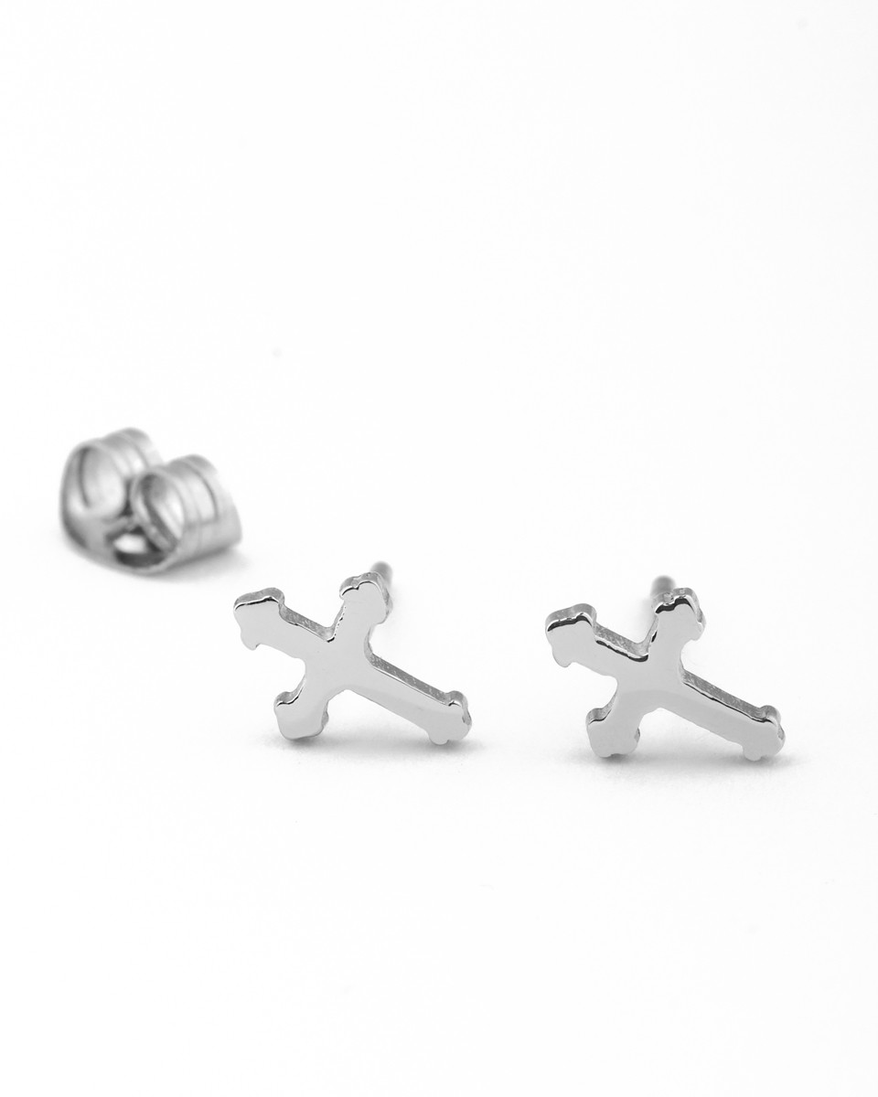 Cross Studs • Silver Stud Earrings