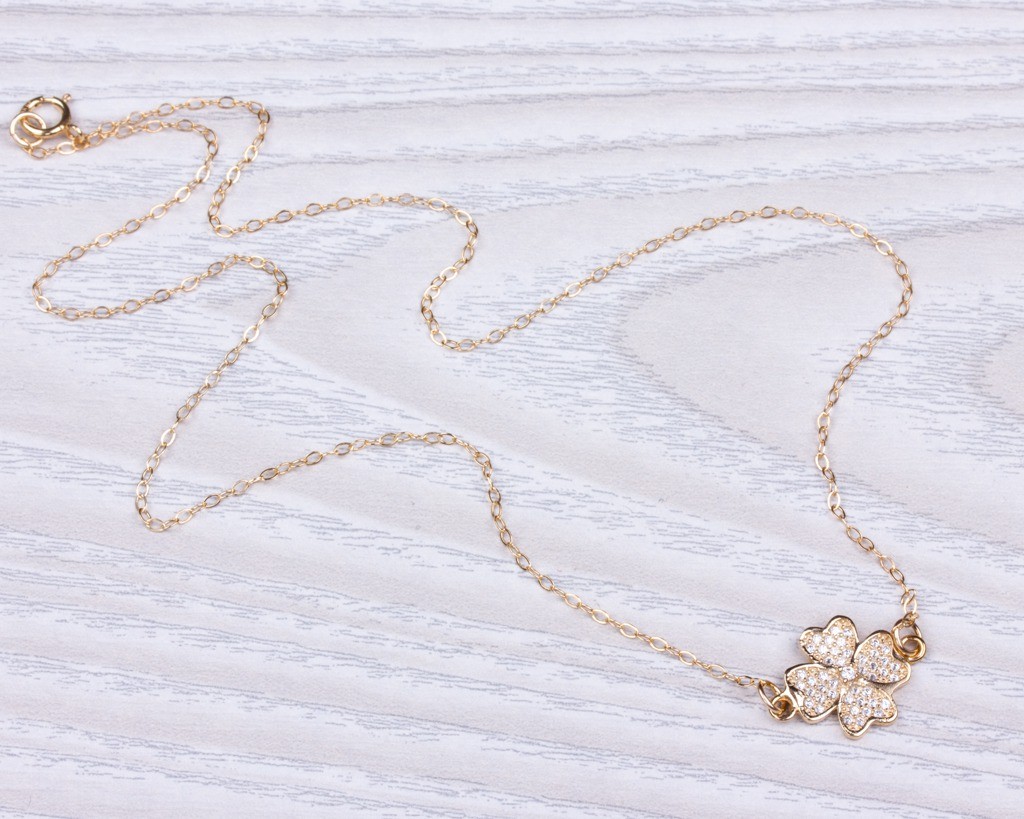Four leaf clover necklace - Good Luck Necklace - Gold charm necklace