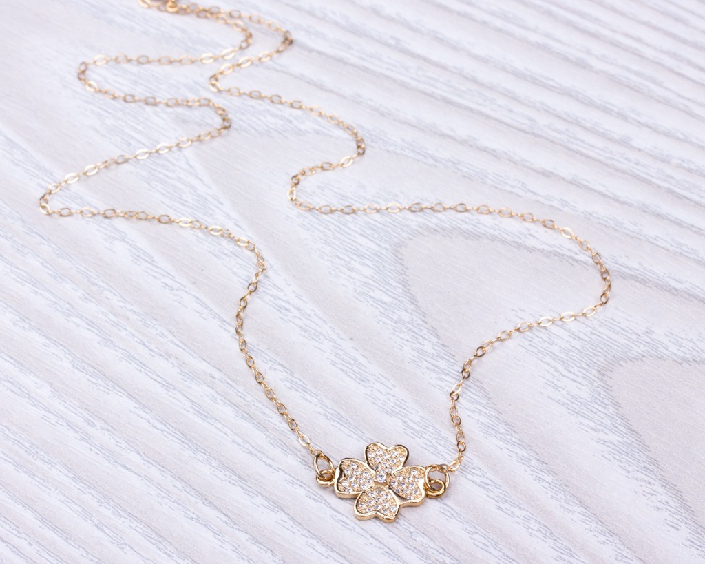 Four leaf clover necklace - Good Luck Necklace - Gold charm necklace