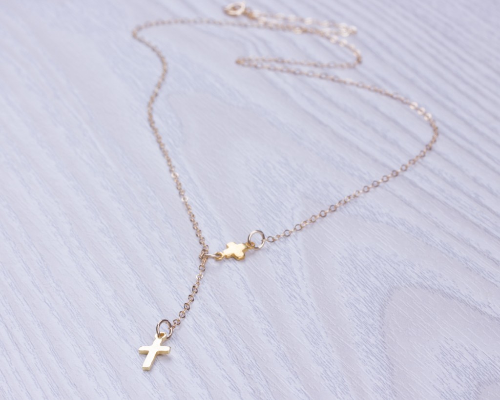 Cross Lariat Necklace • Gold Lariat Necklace