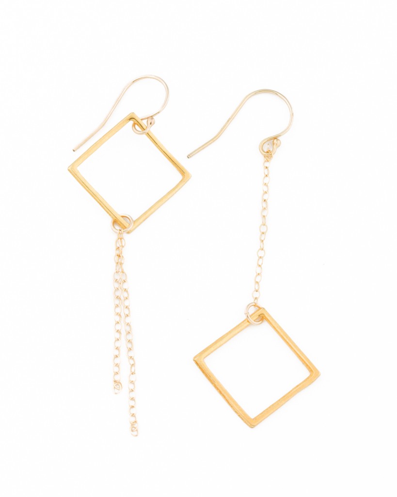 Gold Long Earrings • Gold Geometric Earrings