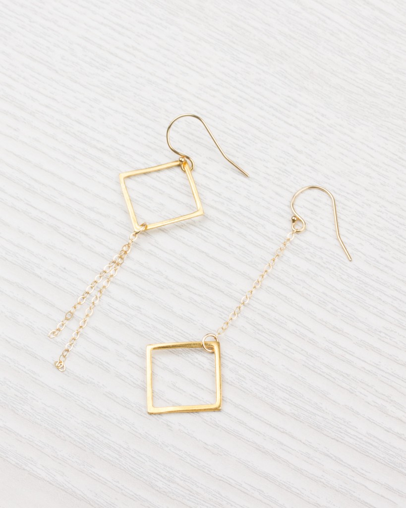 Gold Long Earrings • Gold Geometric Earrings