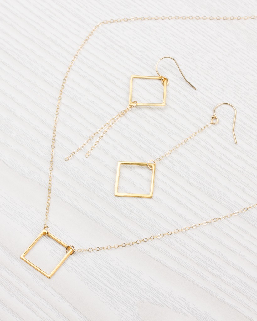 Gold Long Earrings • Gold Geometric Earrings