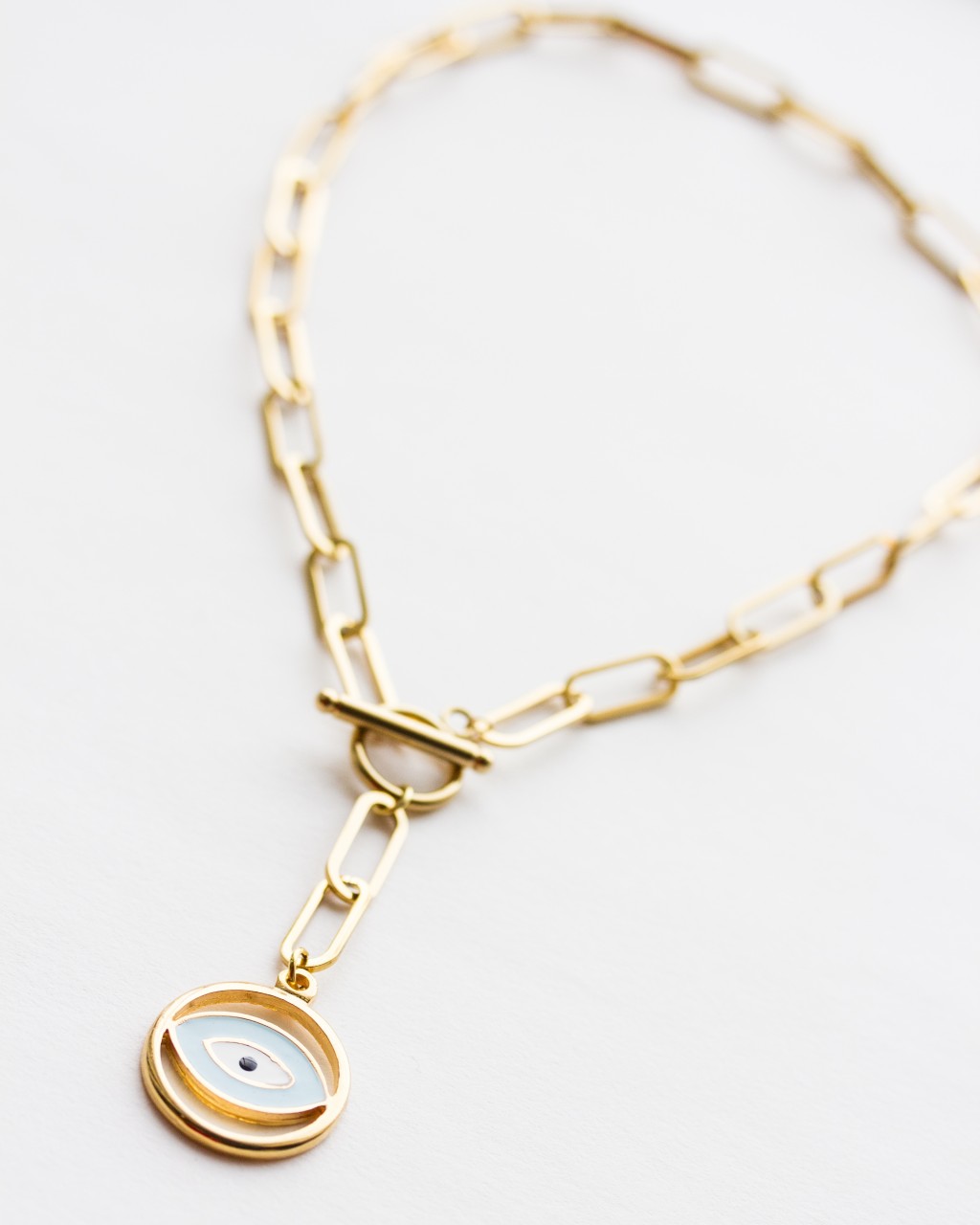 Evil Eye Paperclip Necklace