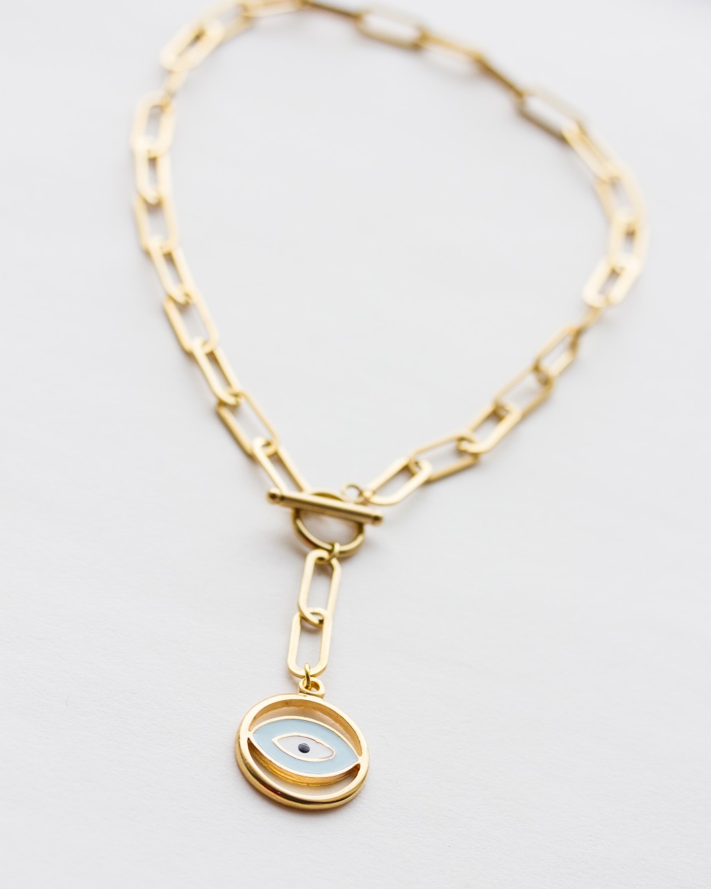 Evil Eye Paperclip Necklace