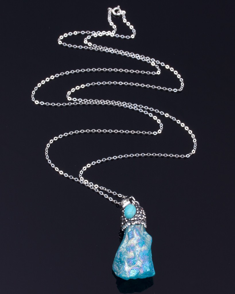 Long Turquoise Necklace - Raw Stone Necklace - Long Necklace