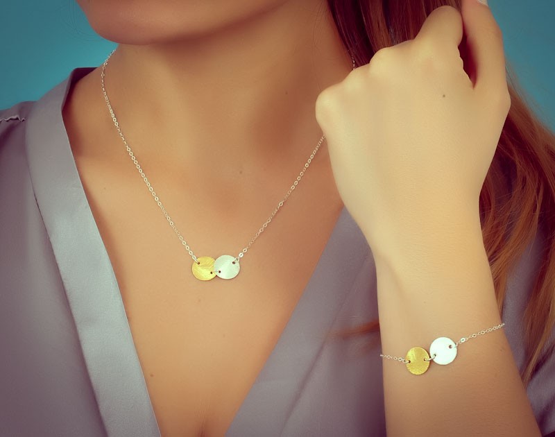 Modern Contemporary Necklace / Double Disc Necklace | Maera