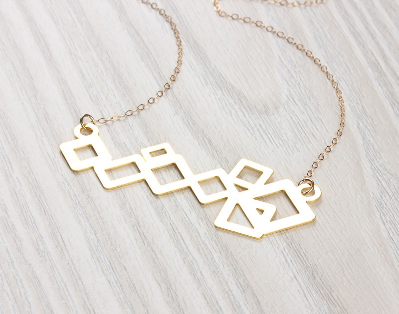 Square Statement Necklace • Gold Square Necklace