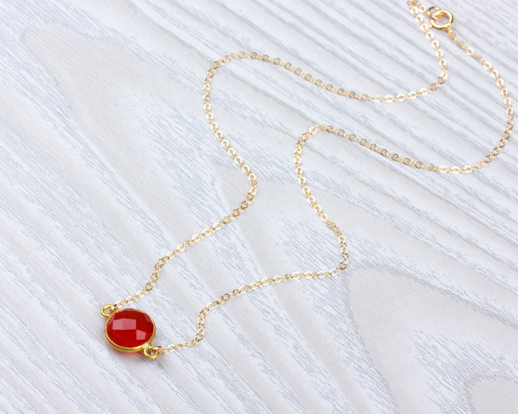 Carnelian Necklace - Single Stone Necklace - Carnelian Pendant